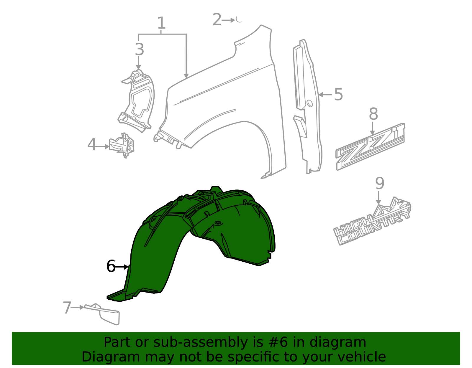 2021-2024 Chevrolet Front Driver Side Wheelhouse Liner 84856823 GM ...