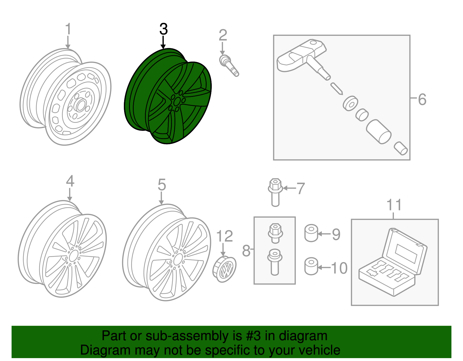 2009-2017 Volkswagen CC Wheel, Alloy 3C8-601-025-AE-88Z | OEM Parts Online