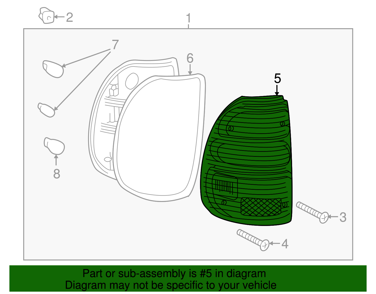 2001-2004 Toyota Tacoma Tail Light Lens (Right, Rear) 81551-04060 | OEM ...