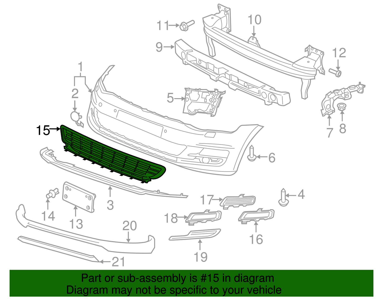 2015-2017 Volkswagen Center Grille 5GM-853-677-9B9 | VW Direct Auto Parts