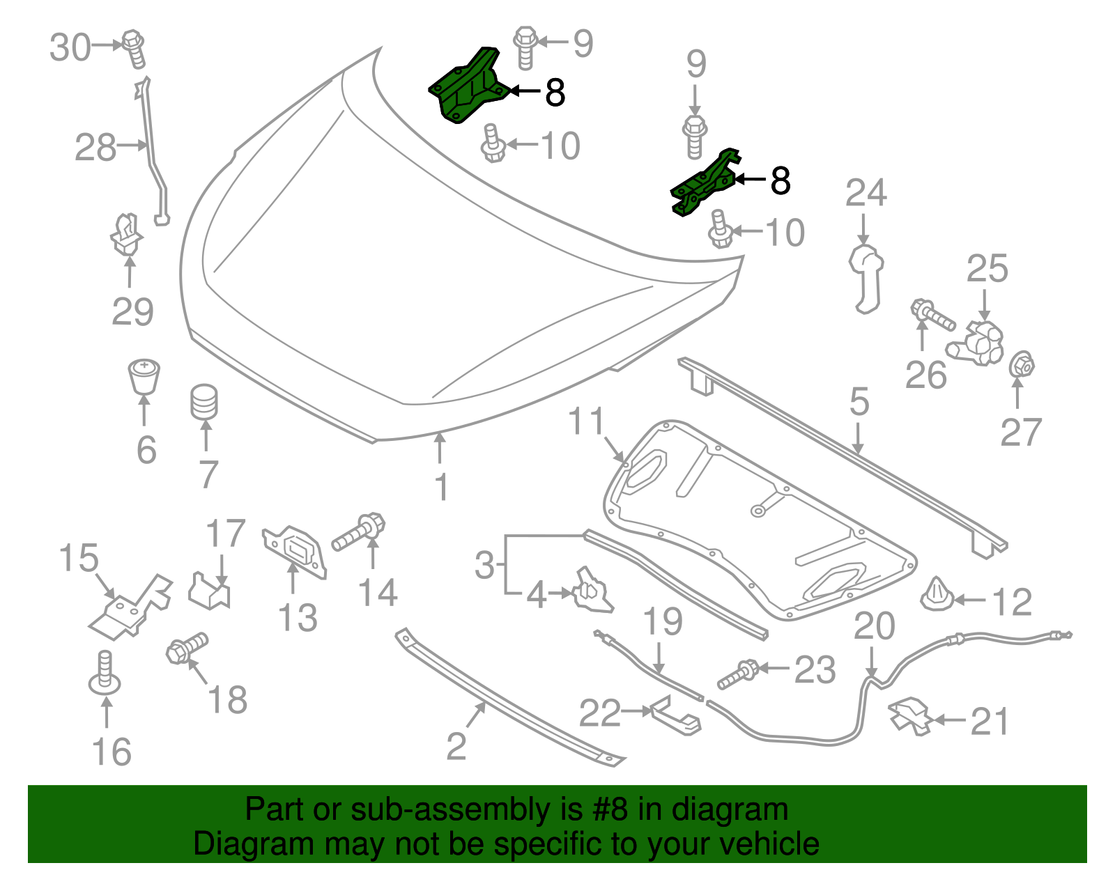 2016-2021 Hyundai Tucson Hood Hinge 79120-D3100 | OEM Parts Online