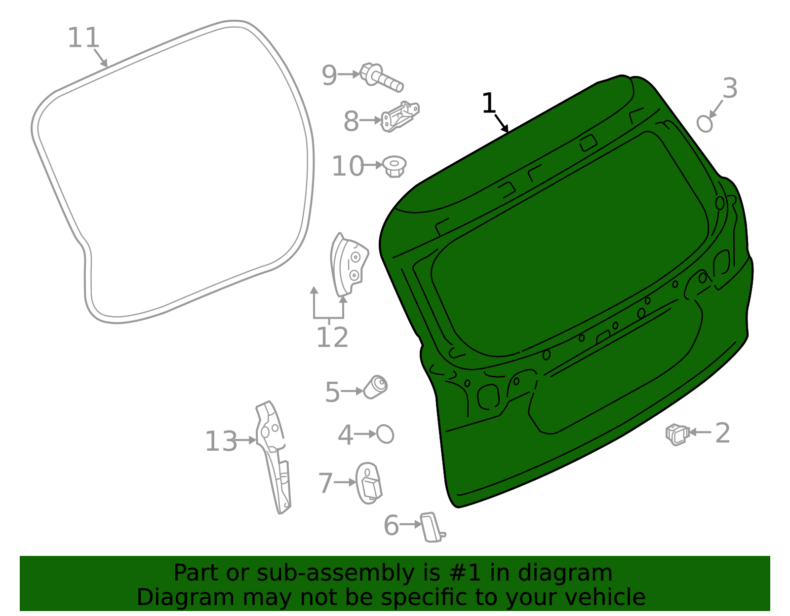 2019-2025 Subaru Ascent Lift Gate 60809XC01B9P | SubaruParts.com ...