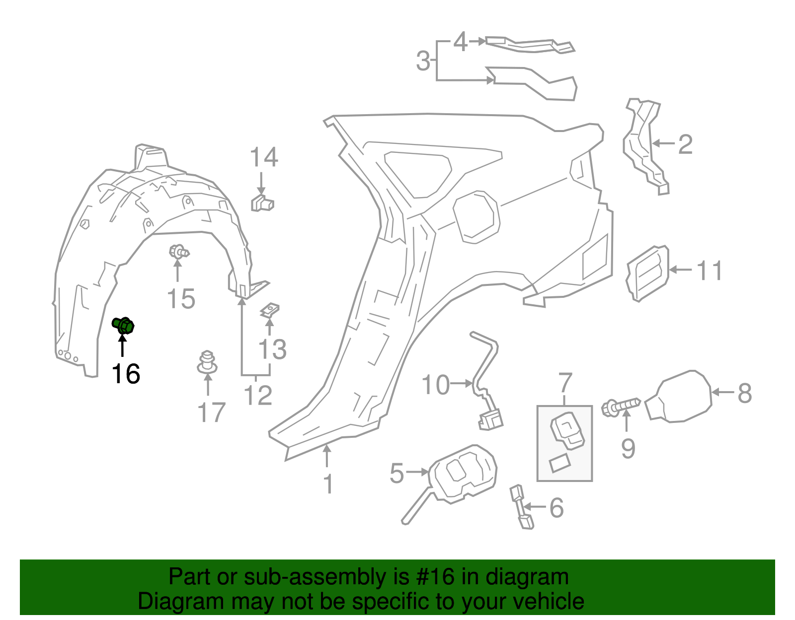 91501-TR0-003 - Fender Ledge Cover Upper Clip 2012-2025 Honda | Honda ...