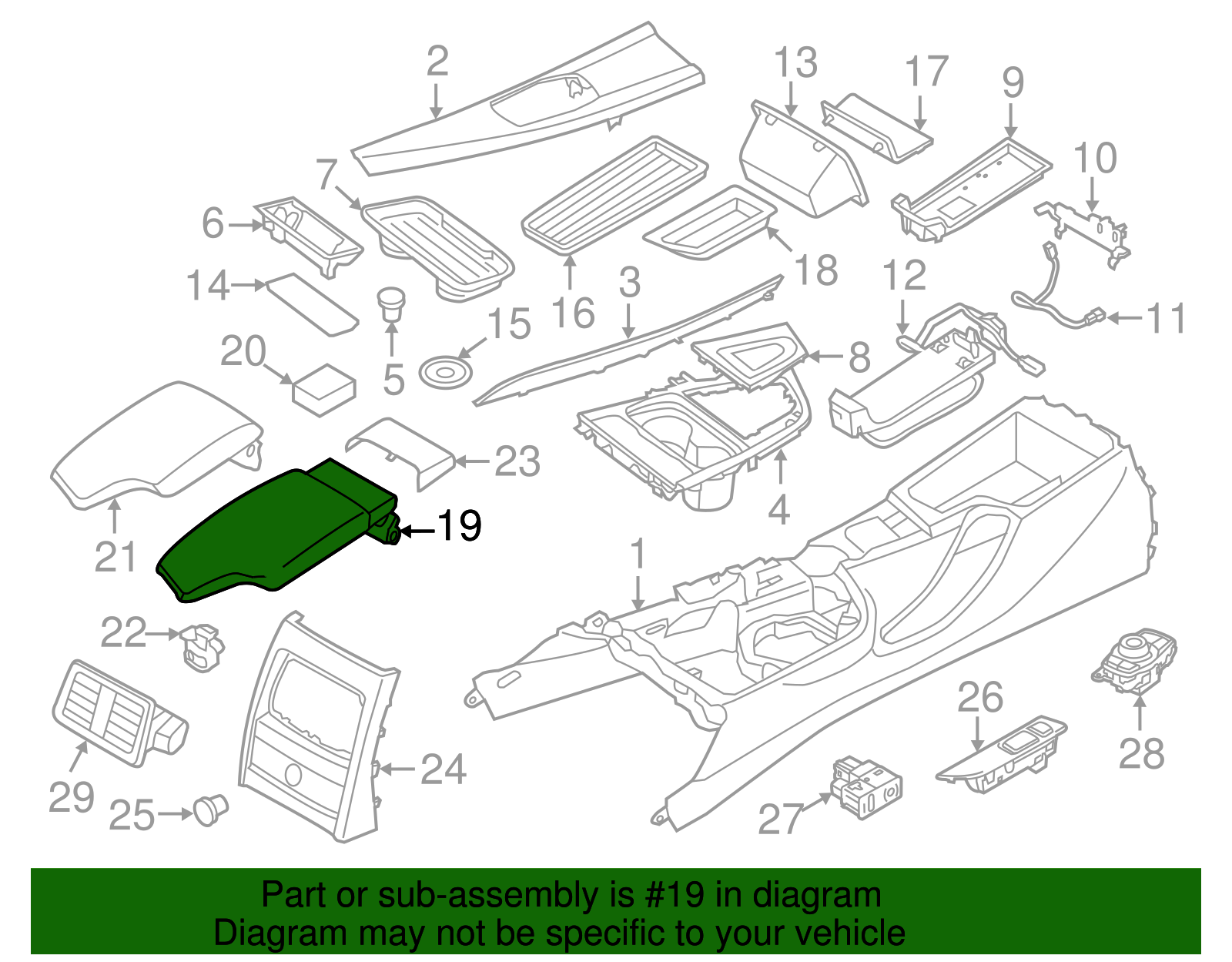 2012-2020 BMW 2012-2020 BMW - Console Lid 51-16-9-235-437 | BMW Parts ...