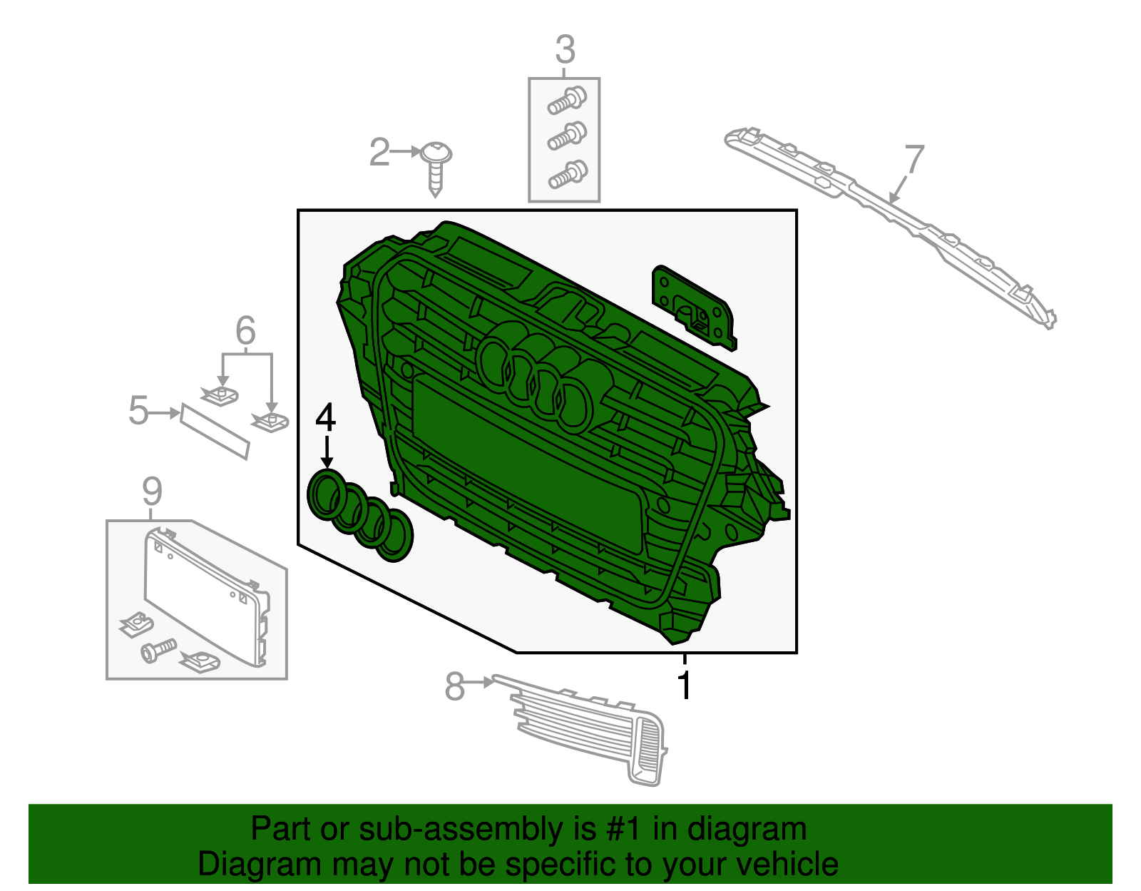 8V3-807-682-G-9B9 - Outer Grille 2015-2016 Audi | Audi OEM Parts Guy