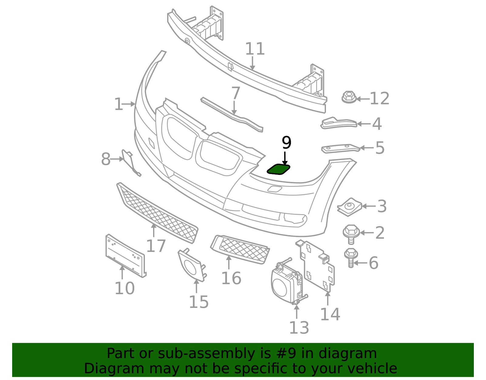 61677171659 - 2007-2010 BMW Headlamp Washer Cover (61-67-7-171-659 ...