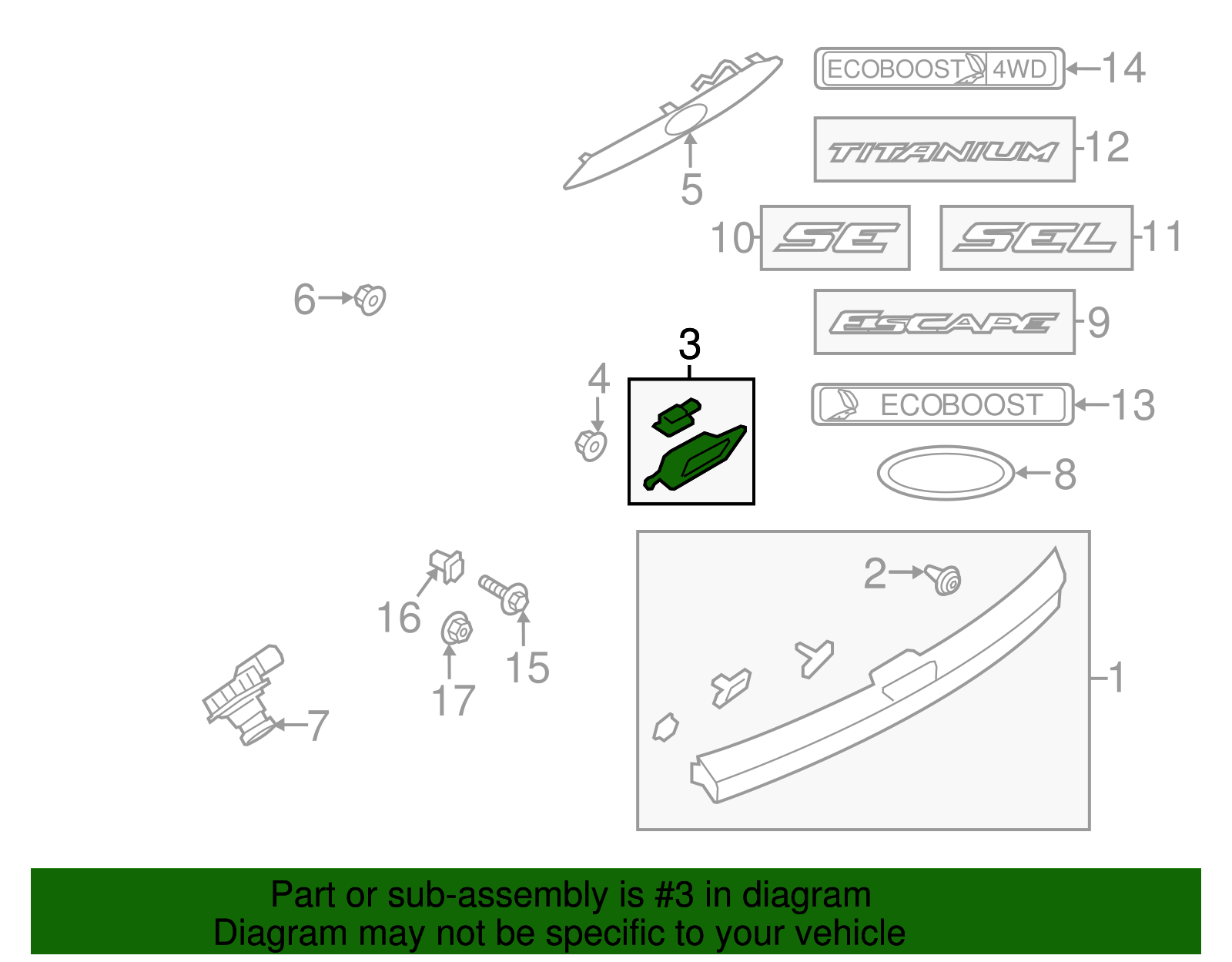 2013-2019 Ford Escape Trim Molding CJ5Z-7841018-A | Awesome Parts Ford