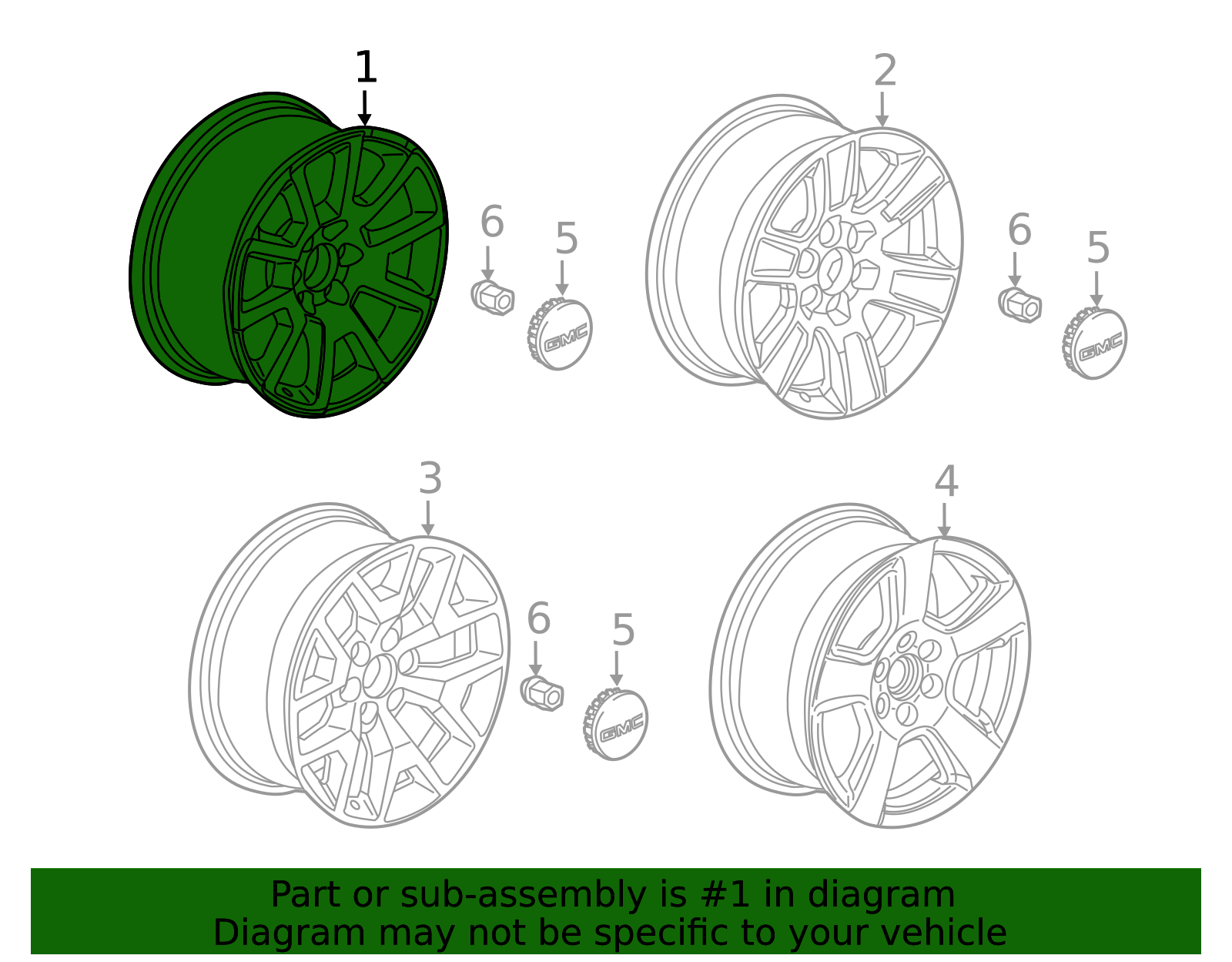 19301160 - 2014-2020 GM - 22 Wheel, 5 Split-Spoke, Gloss Black ...