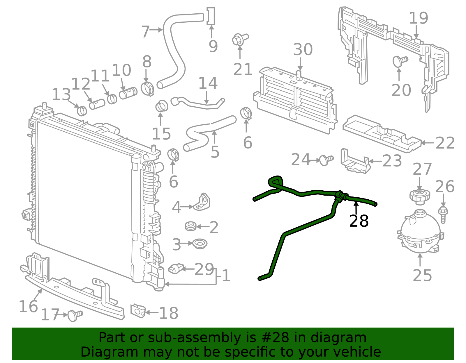 2017-2025 GM Radiator Surge Tank Inlet Hose 23253746 | Chevy Parts Pros
