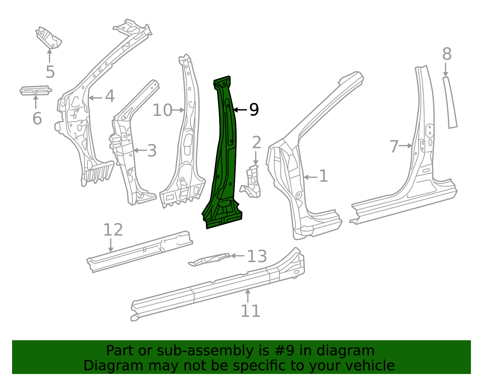 61038-52290 - Center Pillar Reinforced 2012-2019 Toyota Prius C | Bam ...