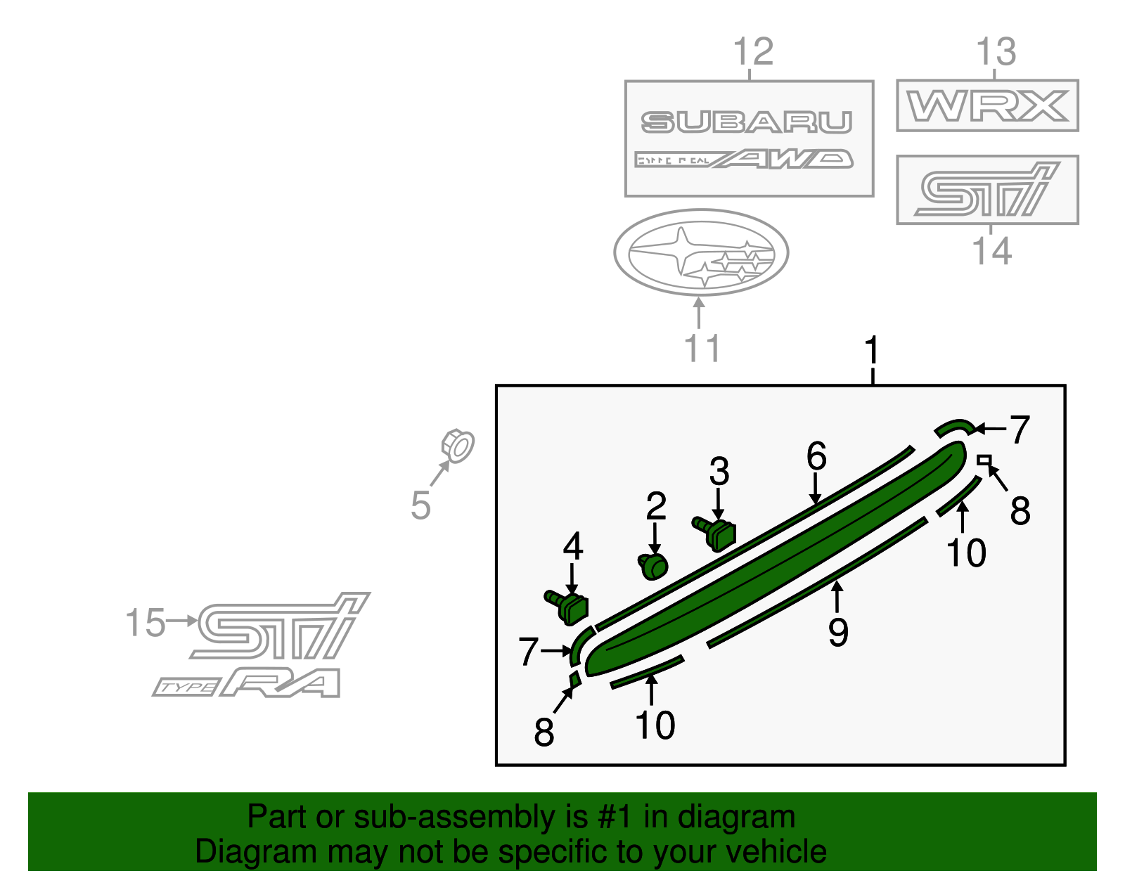 91111FJ210NN - 2015-2021 Subaru - Trunk Lid Trim | Subaru Parts Deals