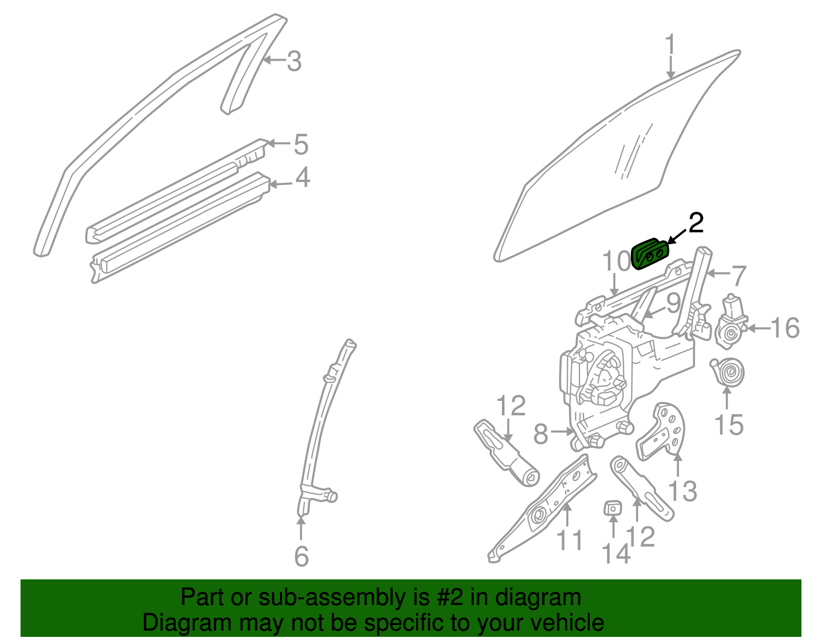 25687641 - Front Side Door Window Retainer 1997-2005 Buick Park Avenue ...