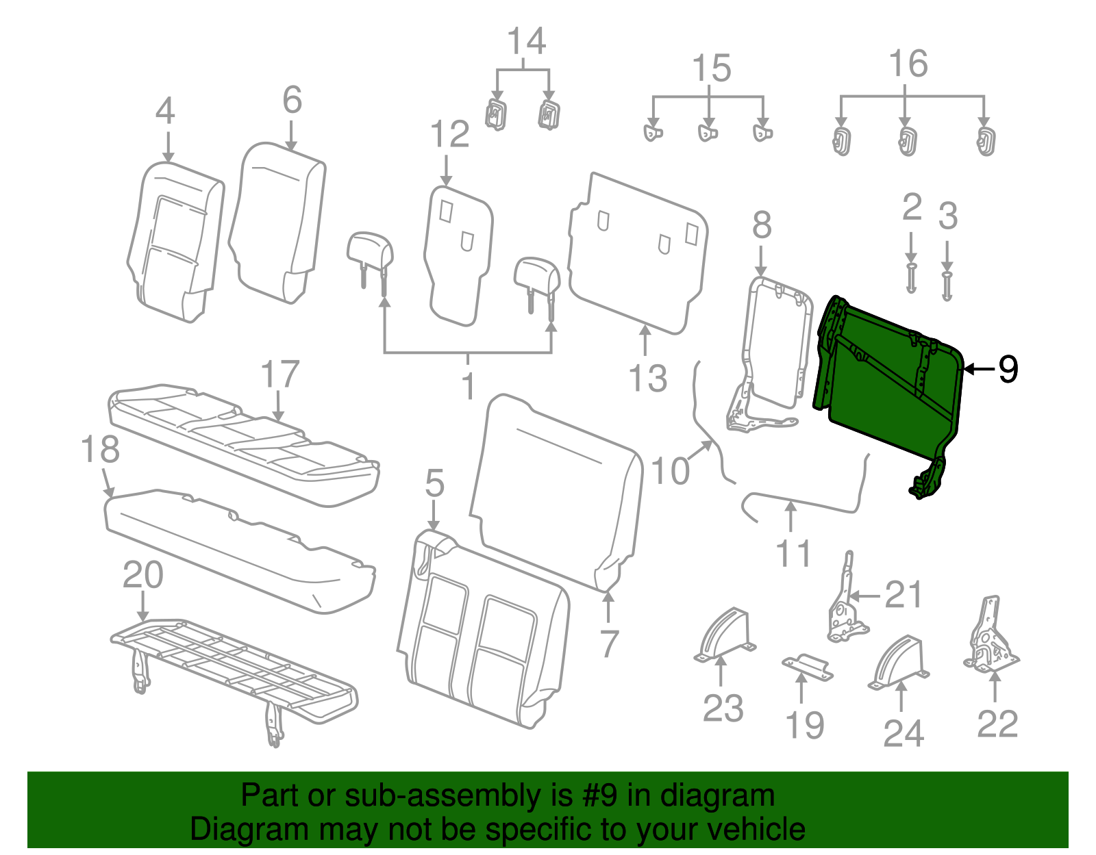 2002-2007 Saturn Vue Seat Back Frame 15288859 | Capital Chevy Parts
