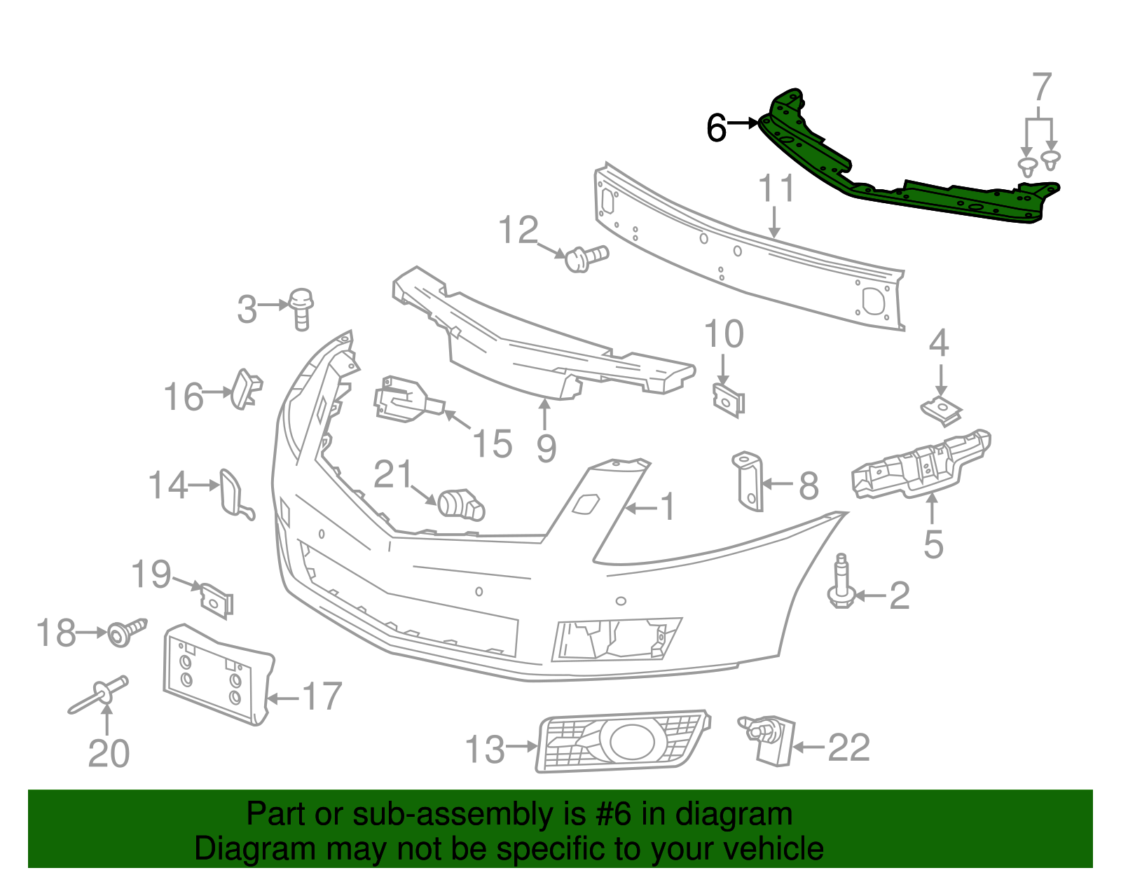 2010-2016 Cadillac SRX Front Bumper Fascia Upper Support 22781448 ...
