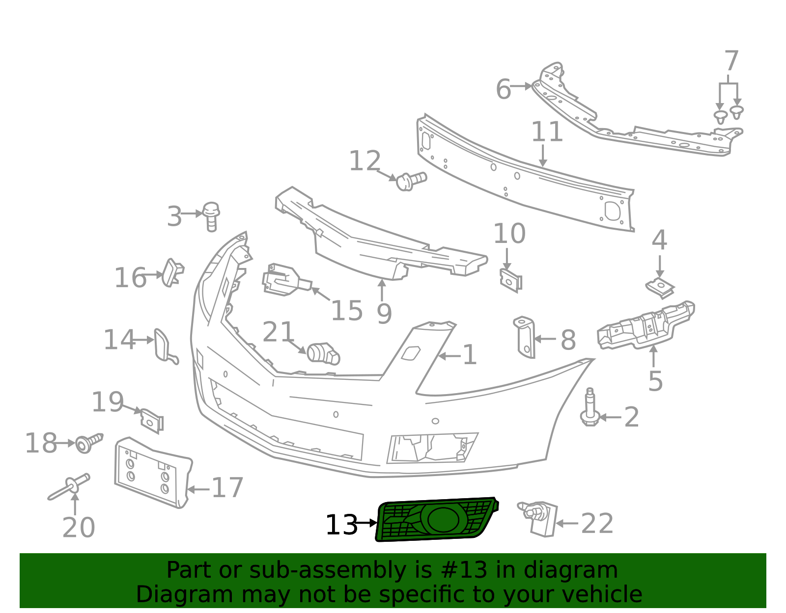 2010-2016 Cadillac SRX Black Front Driver Side Lower Outer Grille ...