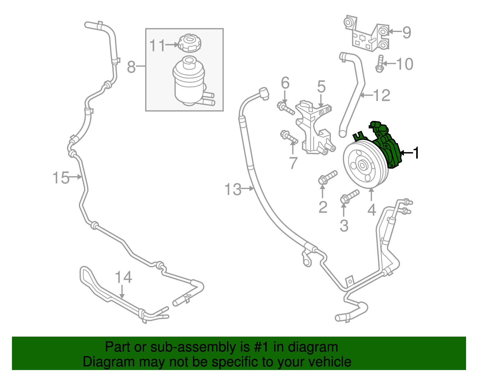 Genuine OEM Power Steering Pump Part# 57100-2M000 Fits 2010-2014 ...