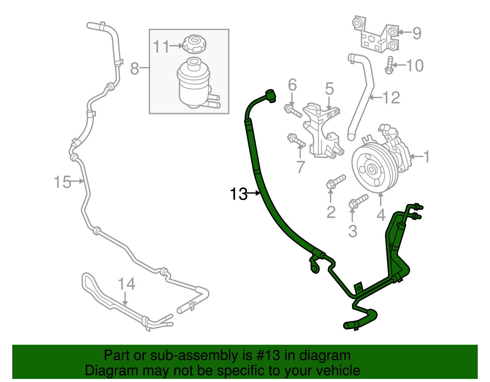 Hyundai - 57510-2M000 - Power Steering Pressure Hose - 2010-2012 ...