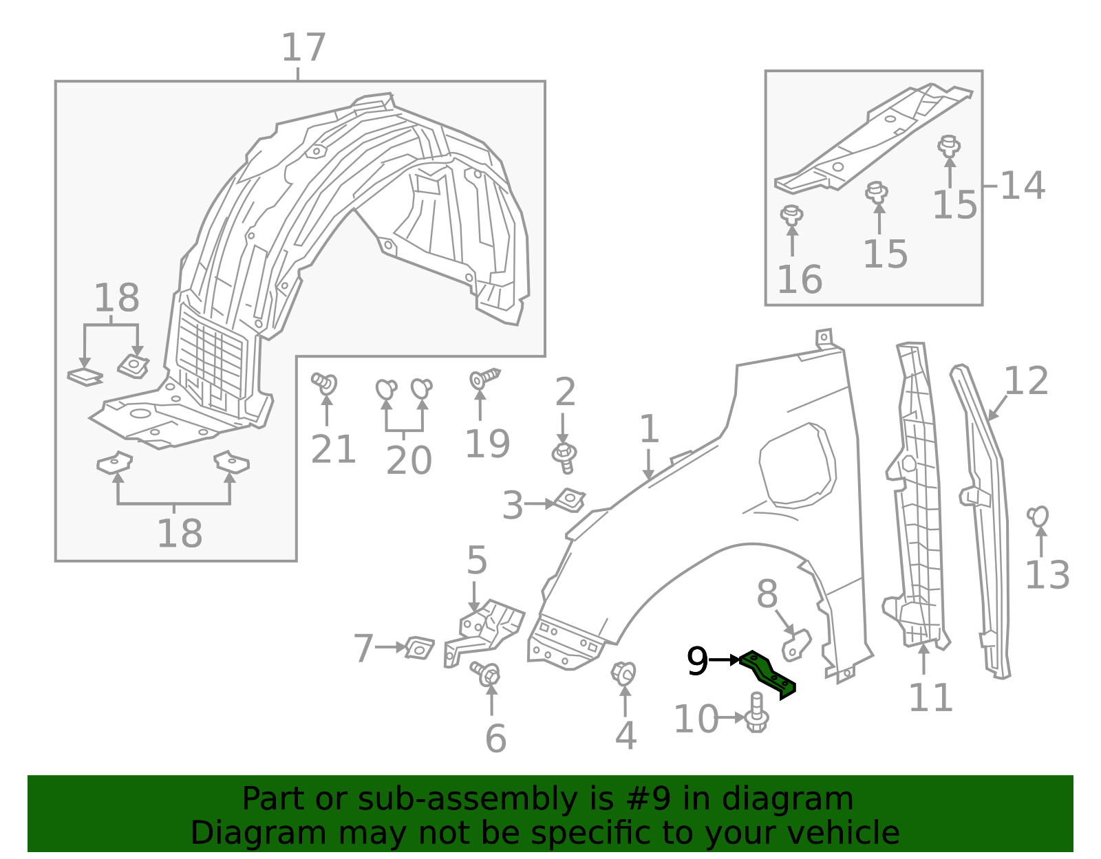 2018-2021 Honda Clarity | Fender Brace | 74133-TRT-A00 | Honda OEM ...