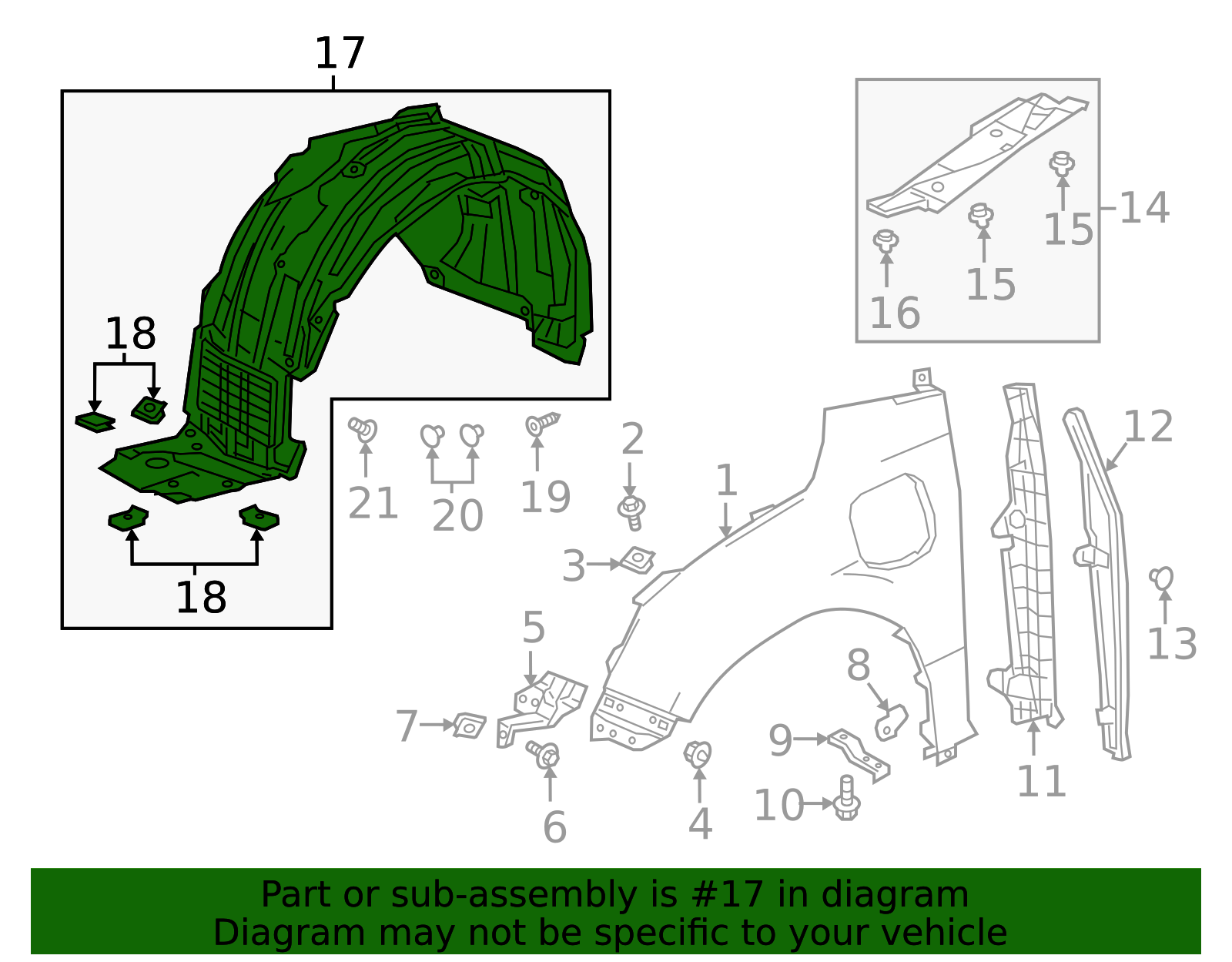 74150-TRW-A01 - Fender Assembly L Front (Inner) - 2018-2020 Honda ...