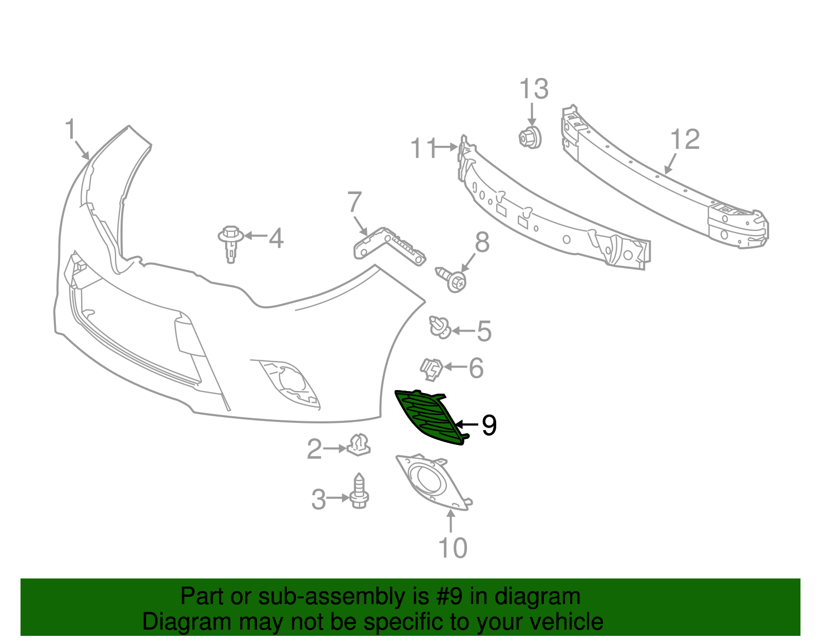 2014-2016 Toyota Corolla Cover Fog Lamp - PASSENGER SIDE 81481-02330 ...
