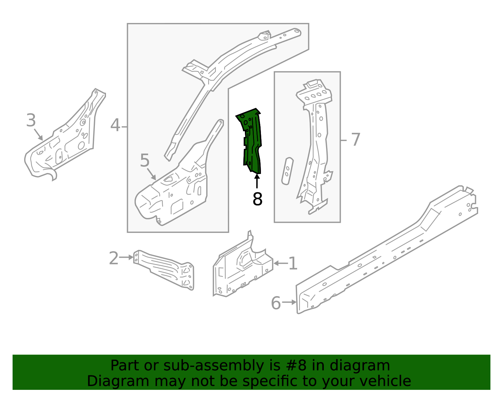 2015-2025 Ford Mustang | Inner Lock Pillar | FR3Z-6302038-A | Walls ...