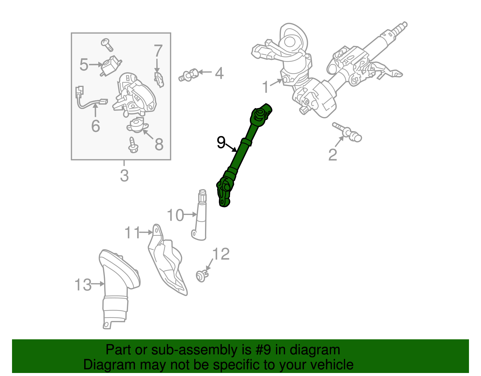 2009-2013 Toyota Matrix Intermediate Shaft 45260-02120 | Toyota Parts ...