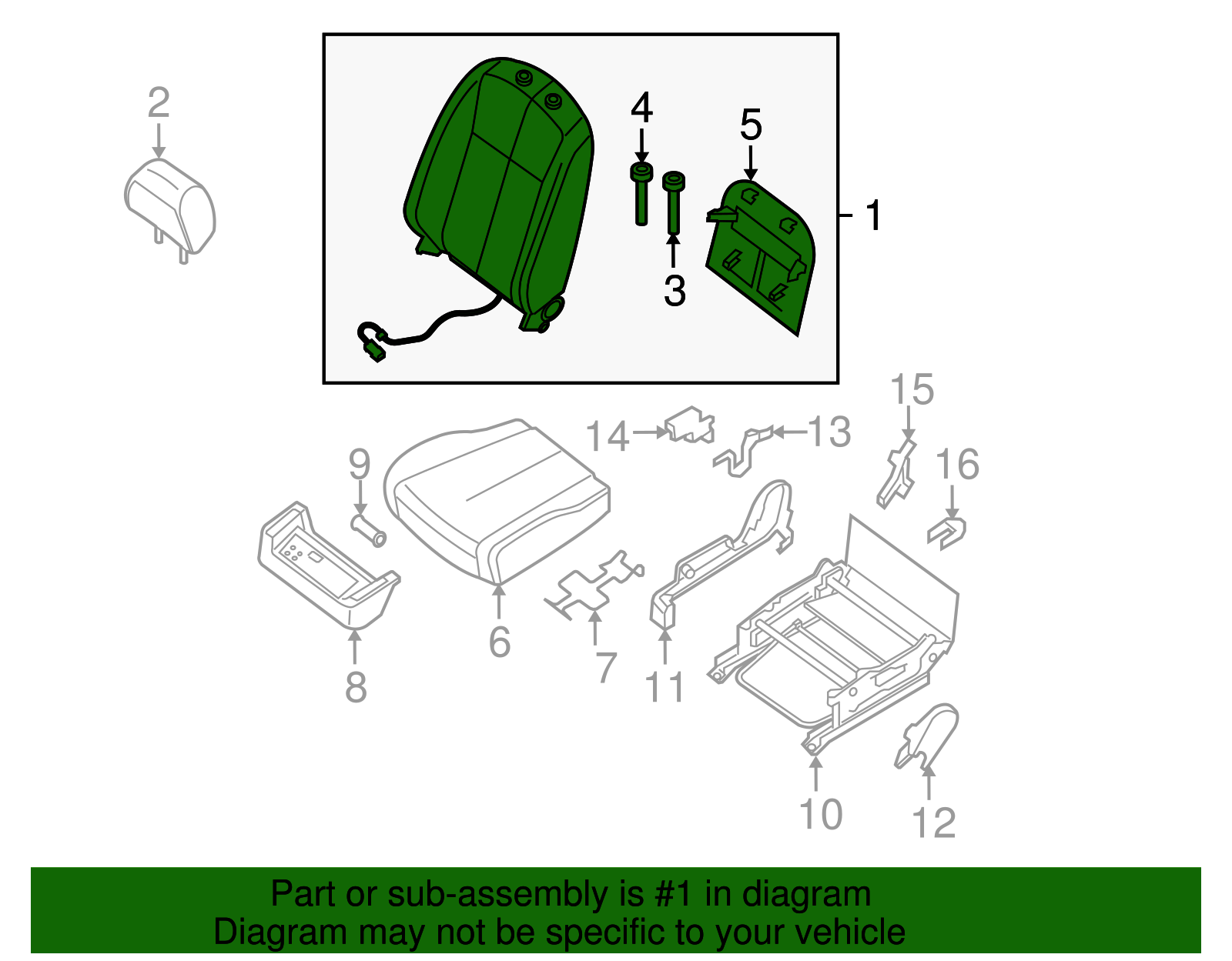2009-2012 Nissan Altima Seat Back Assembly 87600-ZN52D | Scott Evans ...