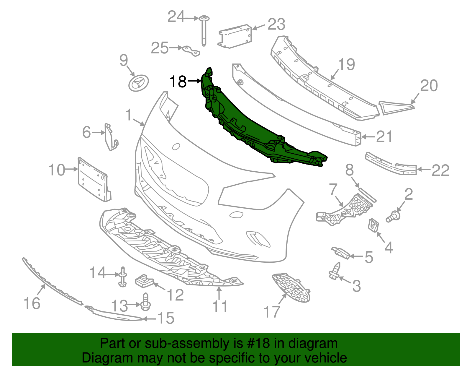 117-885-10-00 - Energy Absorber 2017-2019 Mercedes-Benz CLA 250 | Mercedes-Benz Premier Parts