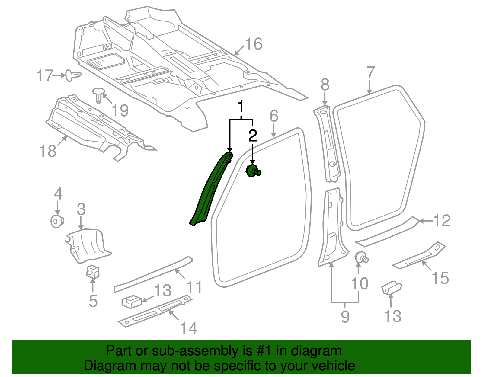 Genuine Toyota Windshield Pillar Trim part# 62211-02070-E0 for 2003 ...
