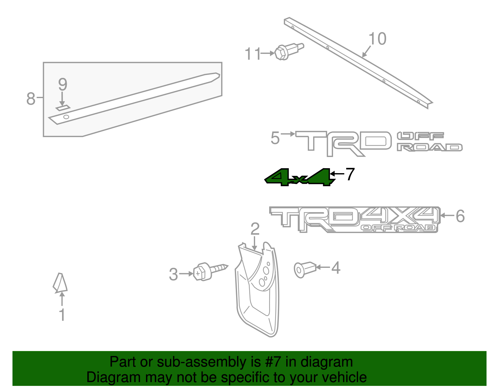 Genuine Toyota Black Tacoma TRD Pro Tailgate 4X4 Emblem | 2020-2023 ...