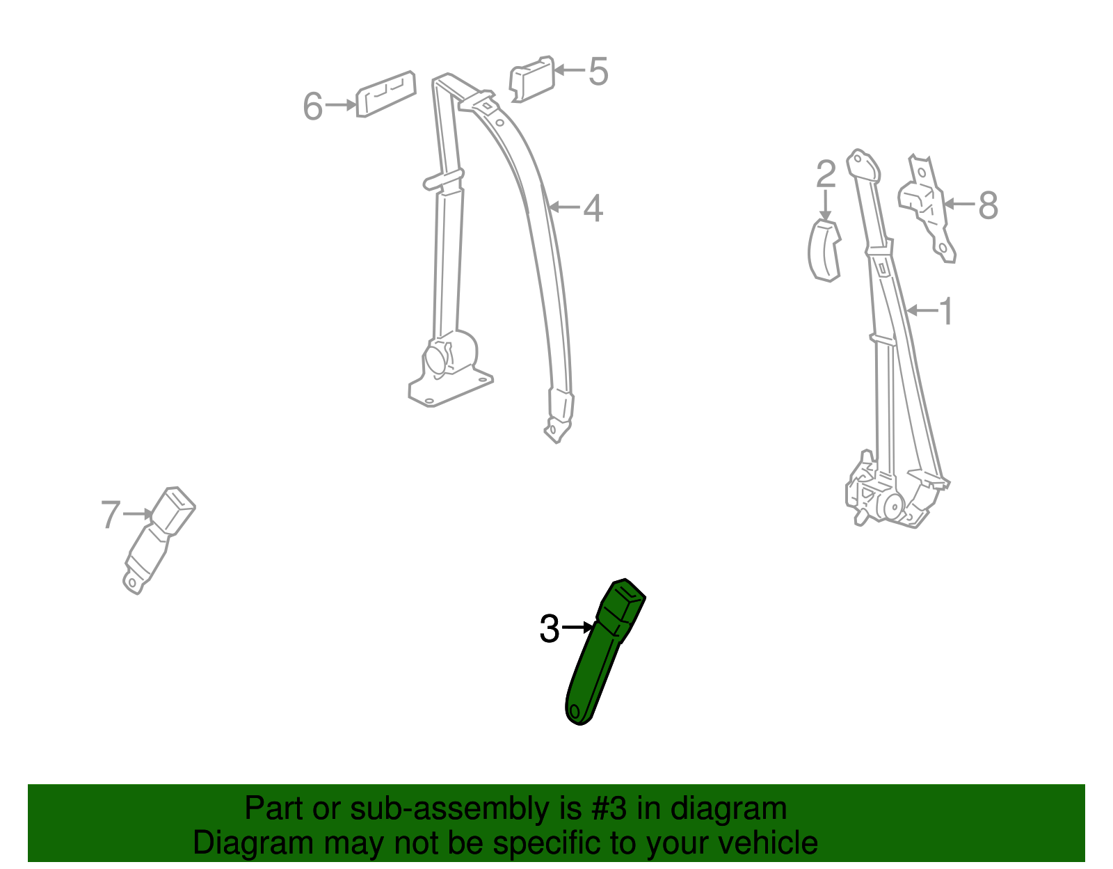 19121542 - 2007-2014 GM - Light Cashmere Passenger Seat Belt with ...