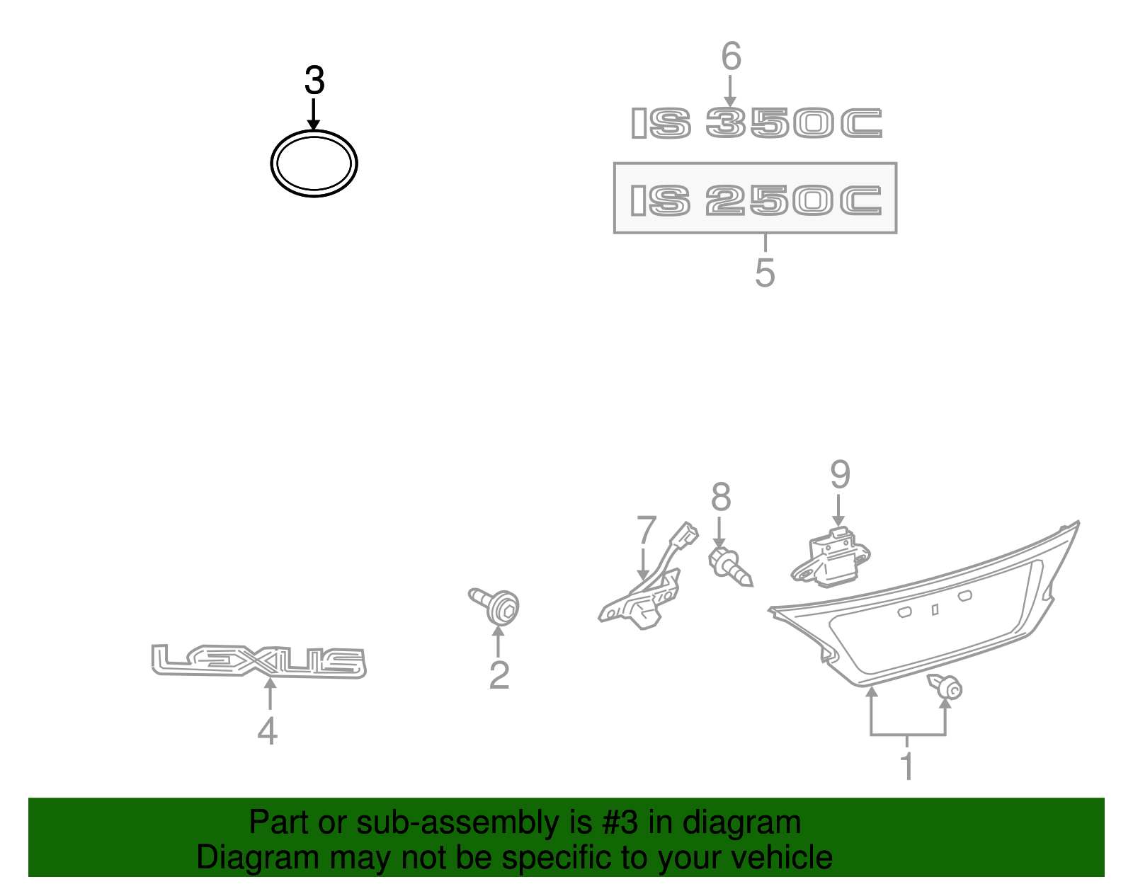 2006-2015 Lexus Deck Lid Emblem 90975-02079 | OEM Parts Online