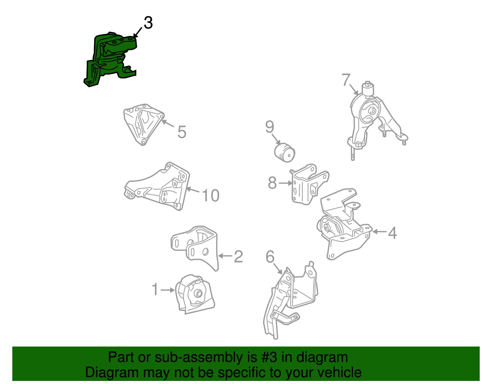 2009-2013 Toyota Engine Mount (Right) 12305-0T051 | Toyota Parts Center