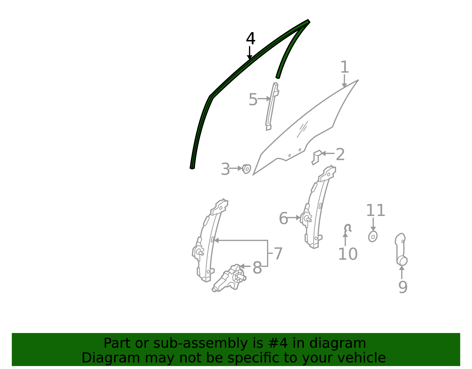 2006-2011 Kia Run Channel - Passenger Side (RH) 82540-1G000 ...