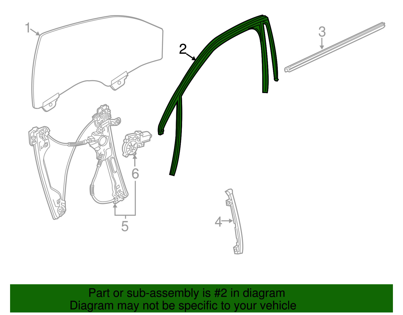 2014-2020 Chevrolet Impala Front Driver Side Door Window Weatherstrip ...