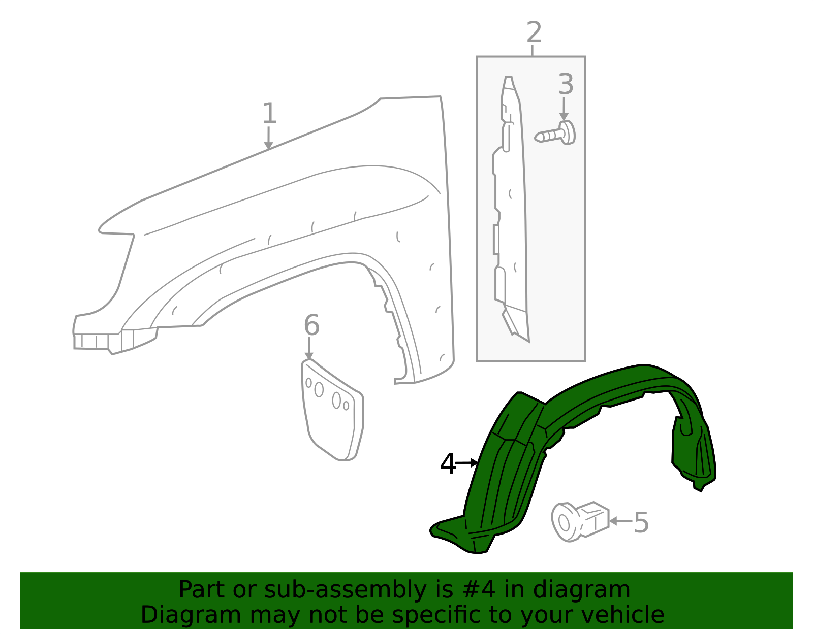 Fender Liner - PASSENGER SIDE 53805-04020 | Toyota Parts Center
