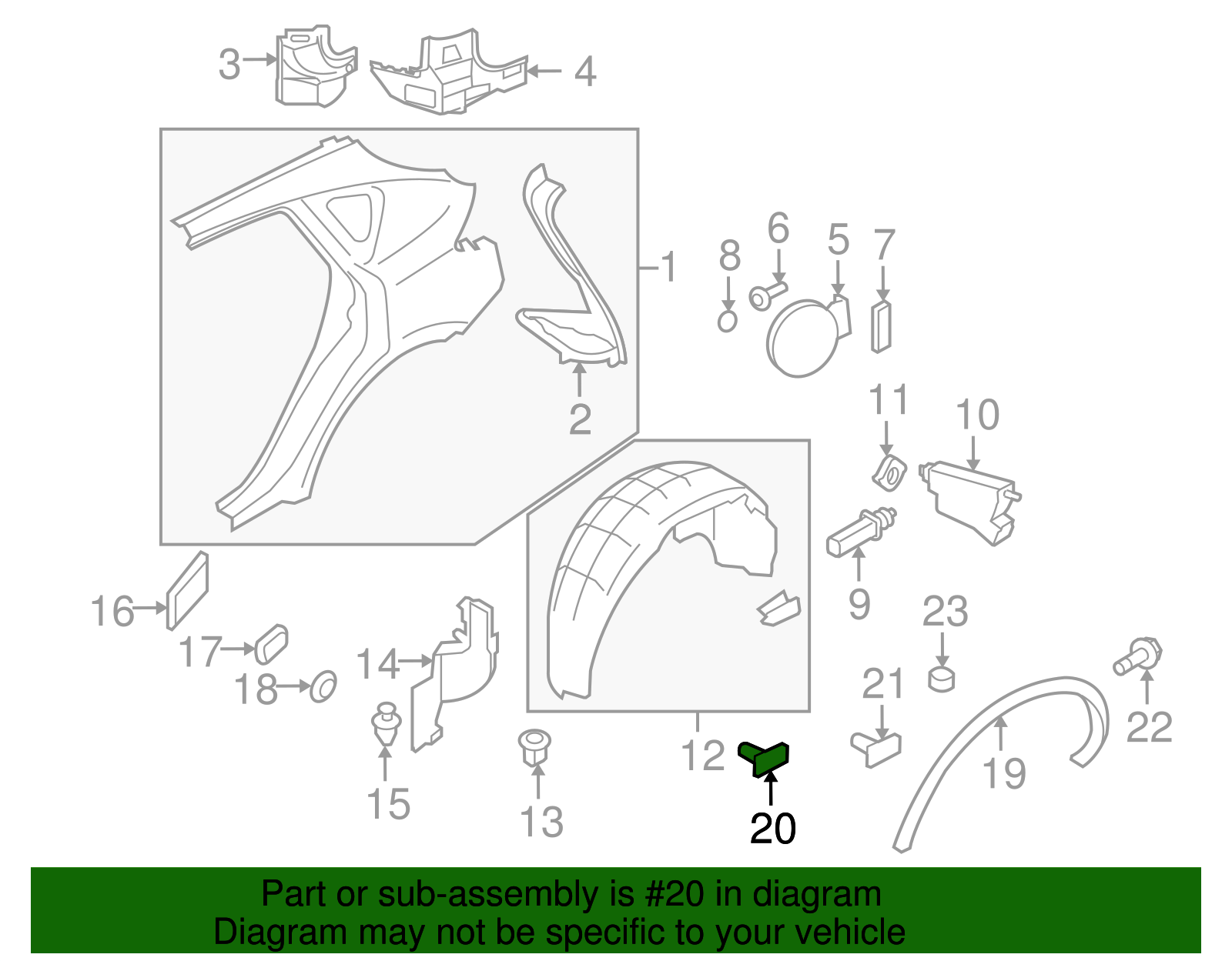 2008-2017 Infiniti Wheel Opening Molding Clip 76847-1CA0A | Faulkner ...