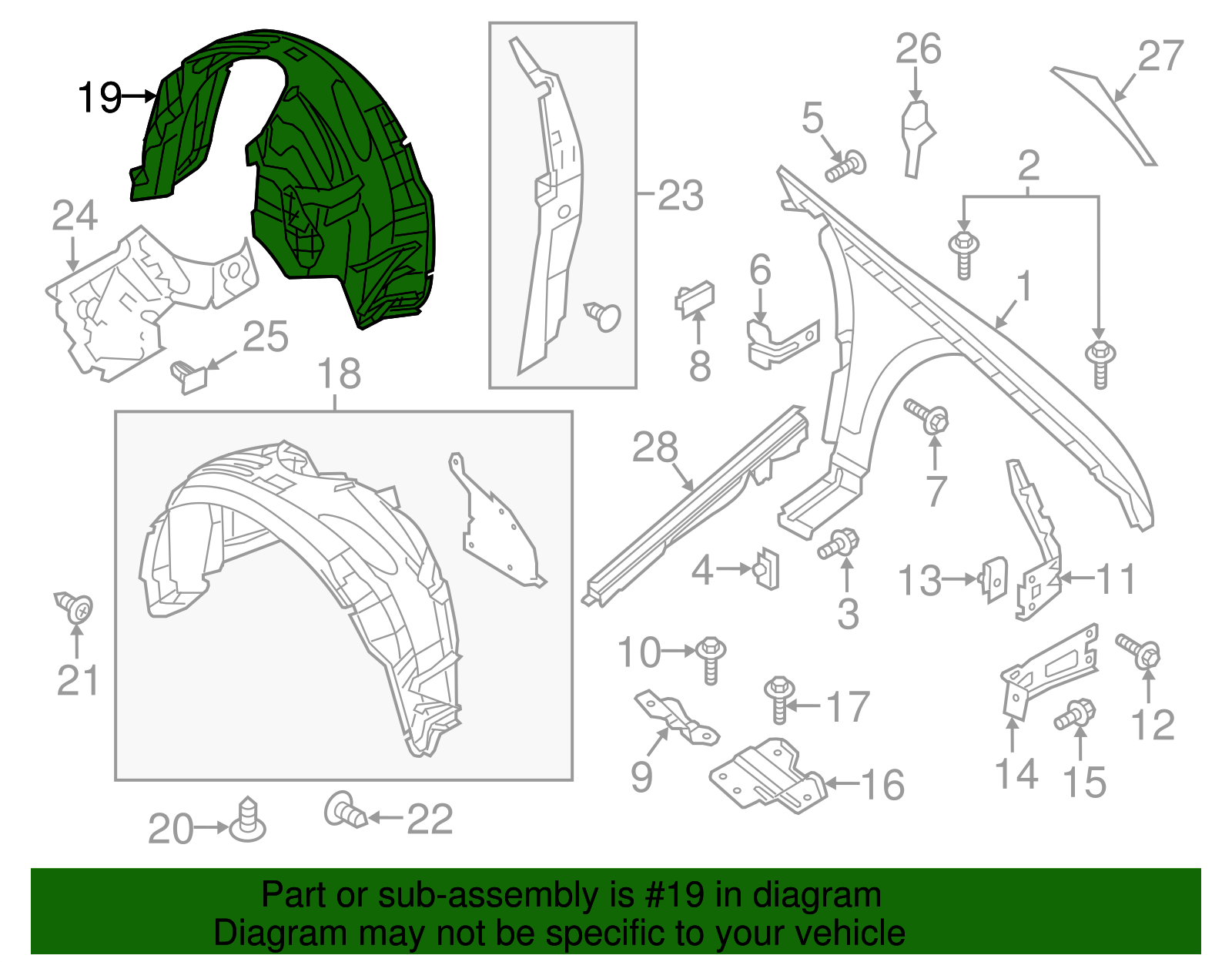2013-2016 Lincoln MKS Fender Liner - Driver's Side (LH) DA5Z-16103-A ...