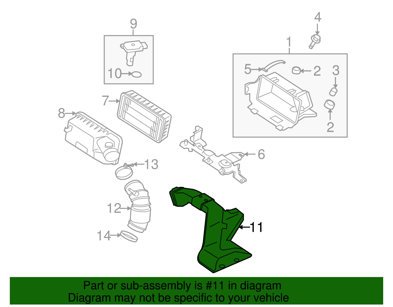 1505A955 - Air Inlet Duct 2008-2017 Mitsubishi Lancer | Mitsubishi ...