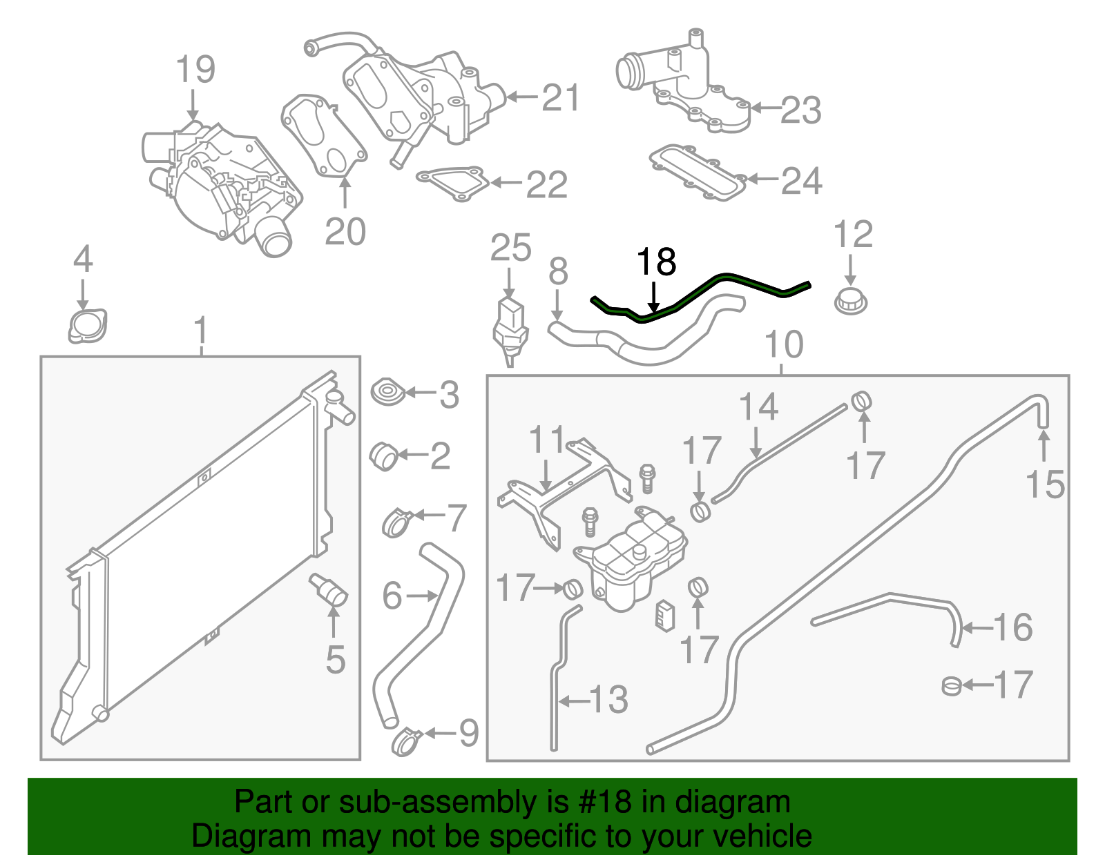 2017-2021 Nissan Automatic Transmission Oil Cooler Hose 21632-9JJ0A ...