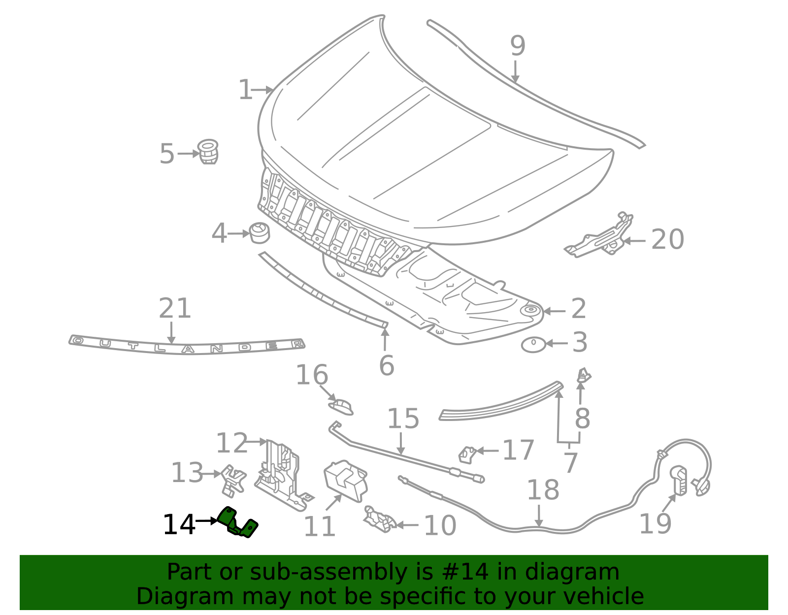 2022-2025 Mitsubishi Hood Latch Cover 5915A335 | Mitsubishi Parts ...