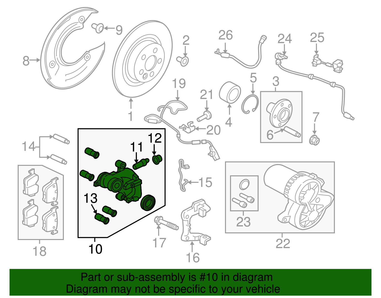 Genuine OEM Disc Brake Caliper Part# LR154996 Fits 2021-2025 Land Rover ...