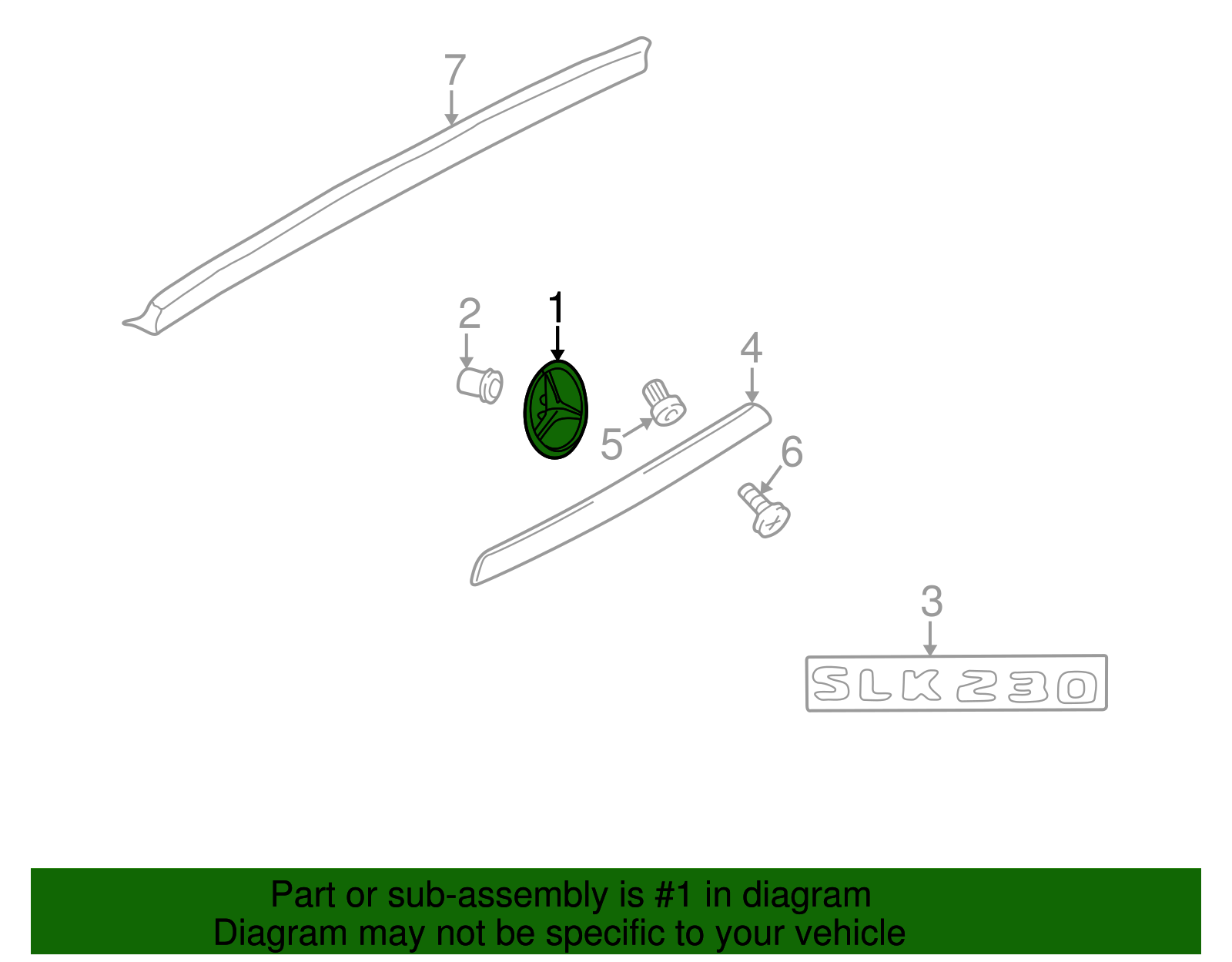 215-758-00-58 - Deck Lid Emblem 1998-2006 Mercedes-Benz | Mercedes-Benz ...