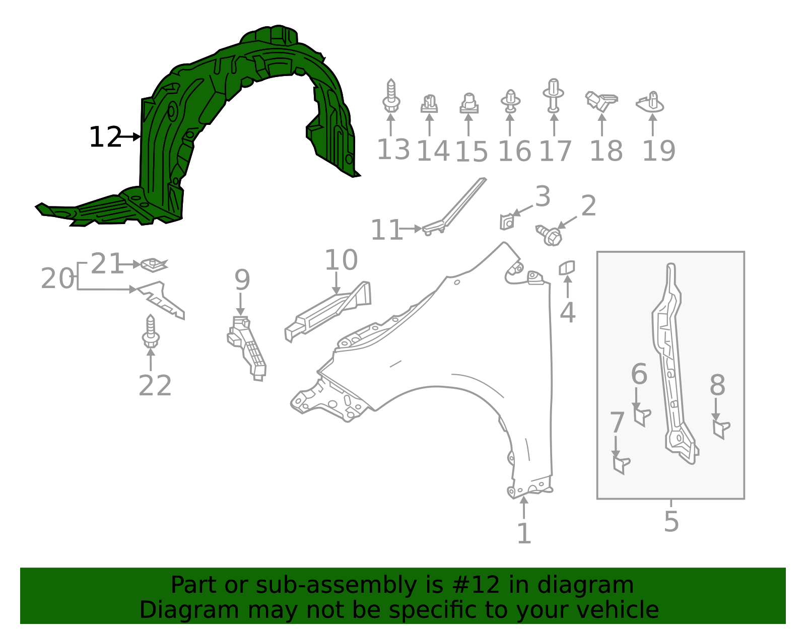 2019-2025 Toyota Corolla Fender Splash Shield 53876-12620 | Toyota San ...