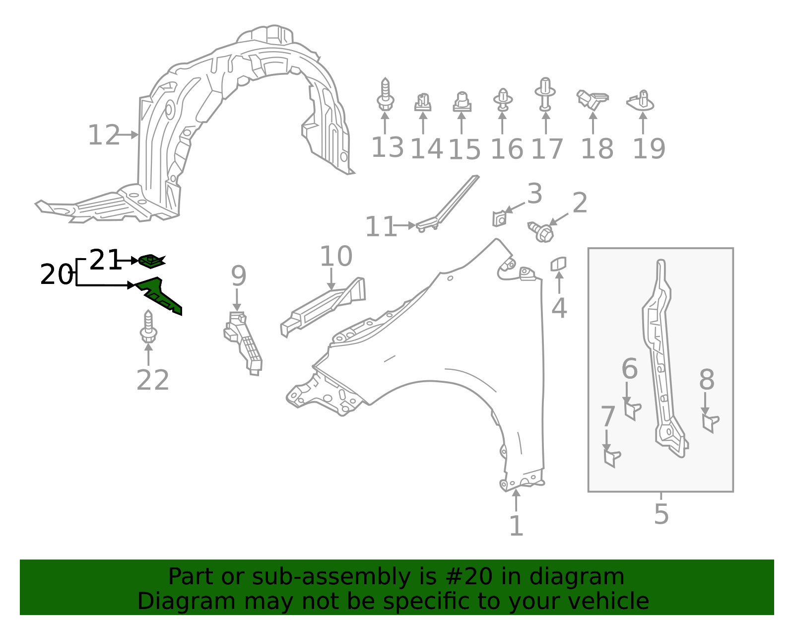 2020-2025 Toyota Corolla Fender Liner Extension 53852-02280 | OEM Parts ...