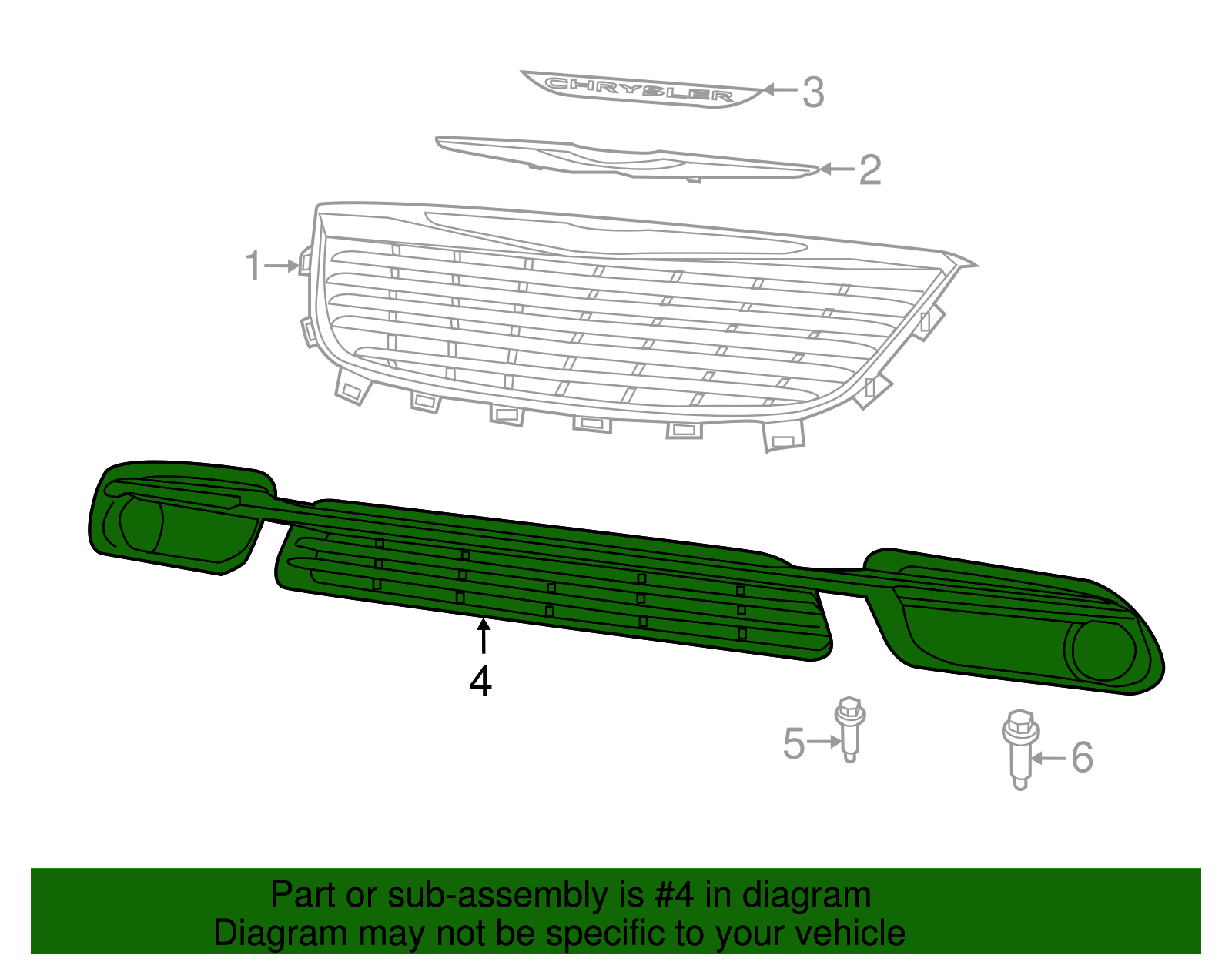 2011-2016 Chrysler Town & Country Lower Grille 68100694AA | Mopar Wholesale
