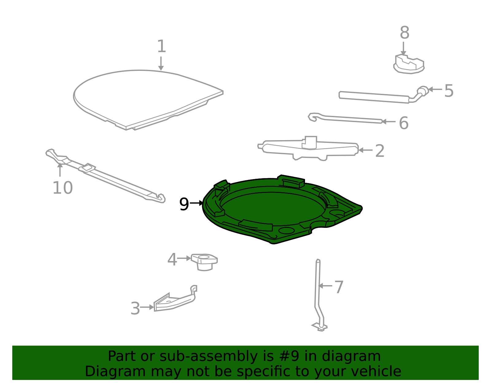 2010-2014 Cadillac CTS Spare Wheel Support 25909328 GM | GMPartsDirect.com