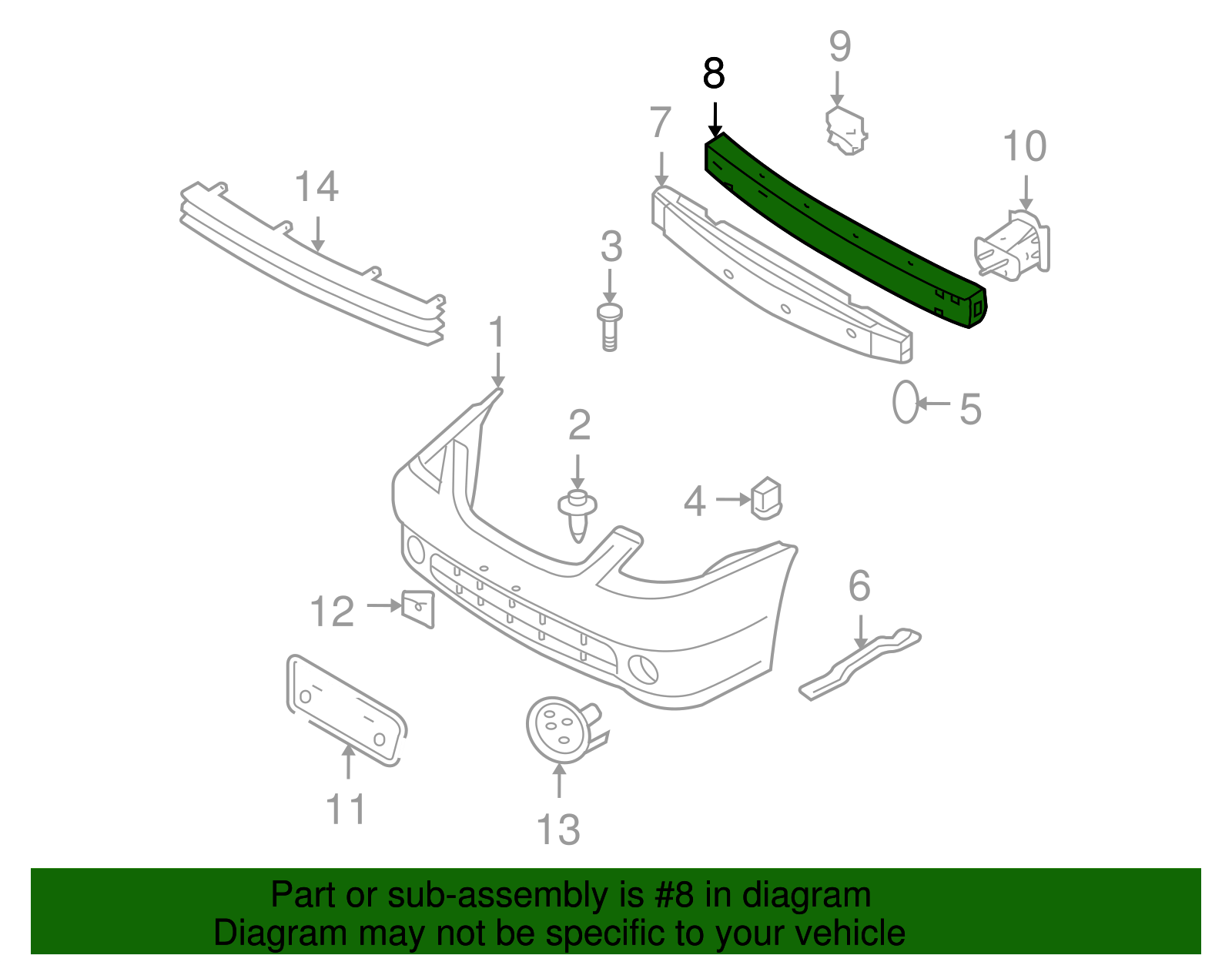 2002-2008 Nissan Impact Bar 62030-8J000 | Nissan Parts Central