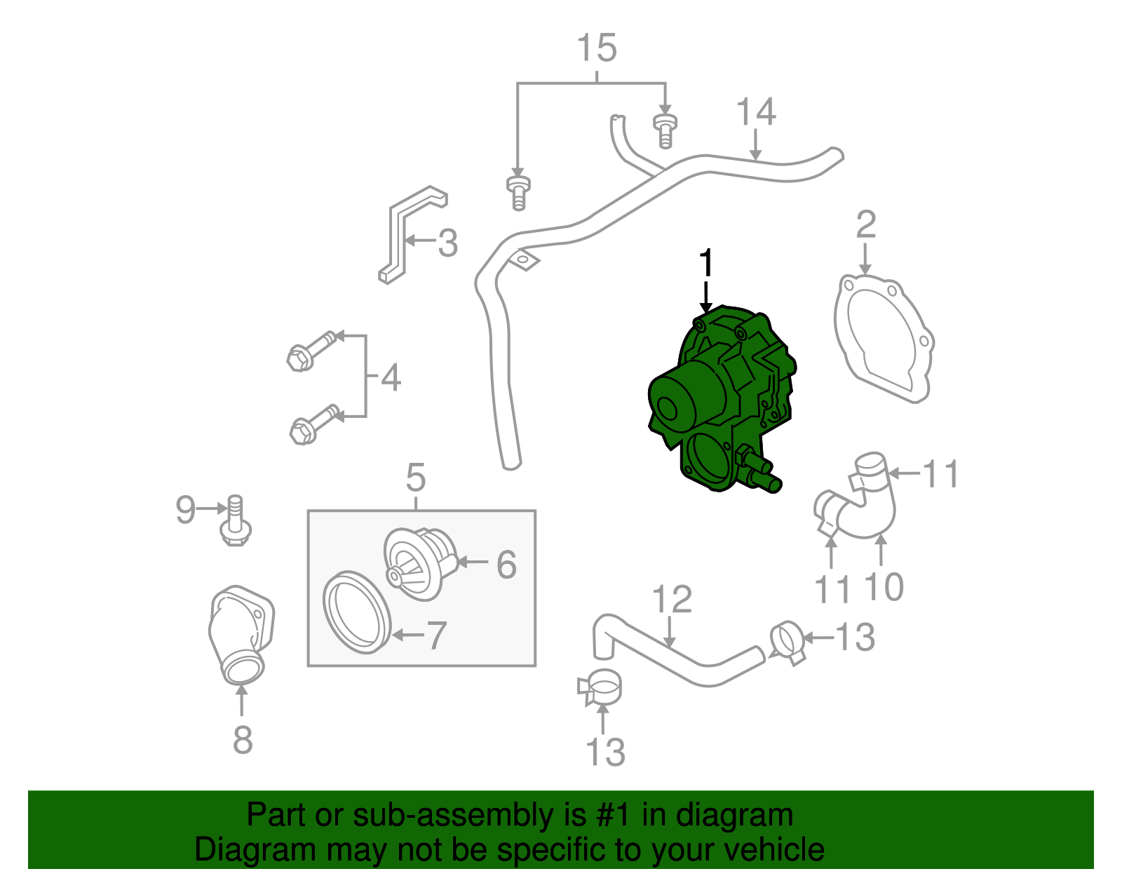 2010-2012 Subaru Water Pump 21111AA380 | Subaru Parts Guys
