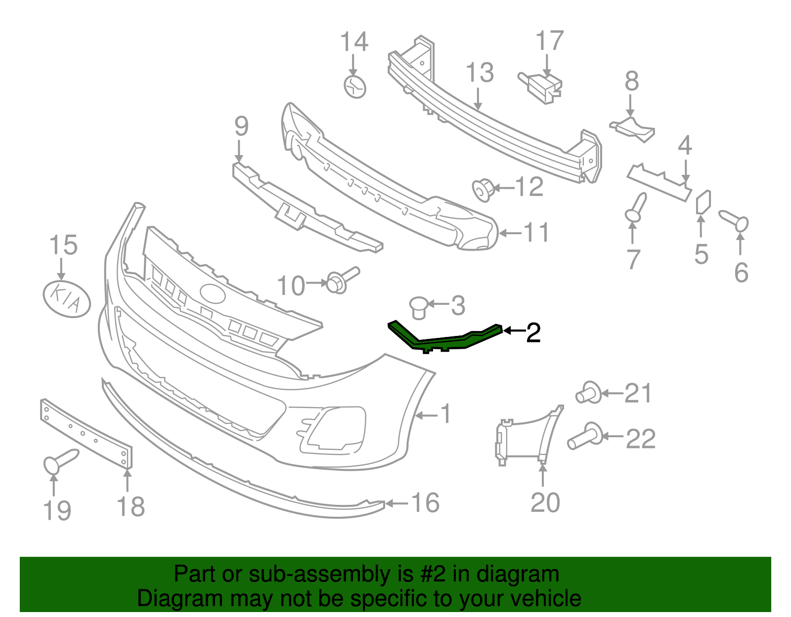2015-2017 Kia Rio Inner Bracket 86581-1W700 | Kia OEM Parts Outlet